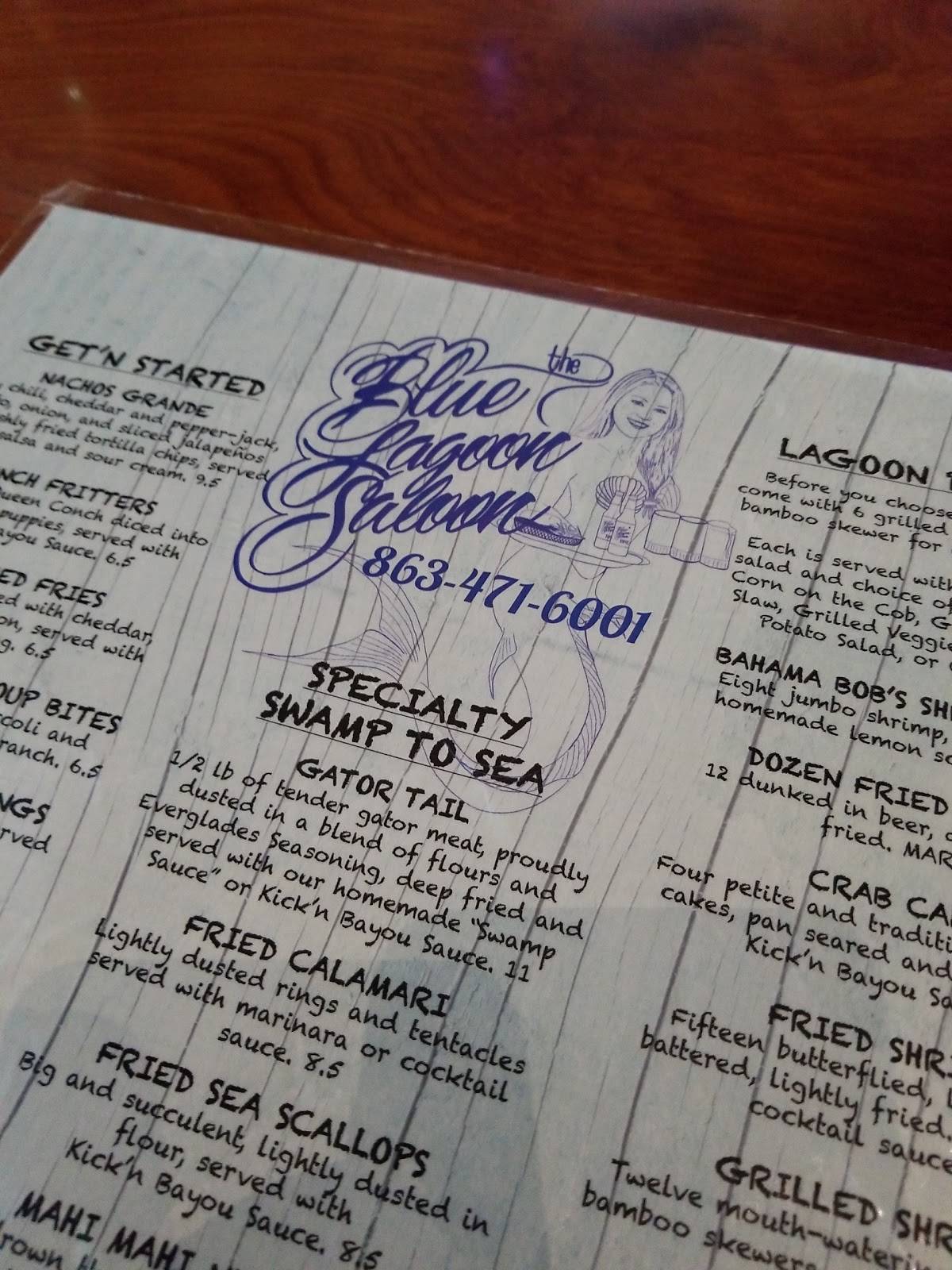 Menu at Blue Lagoon Saloon pub & bar, Sebring