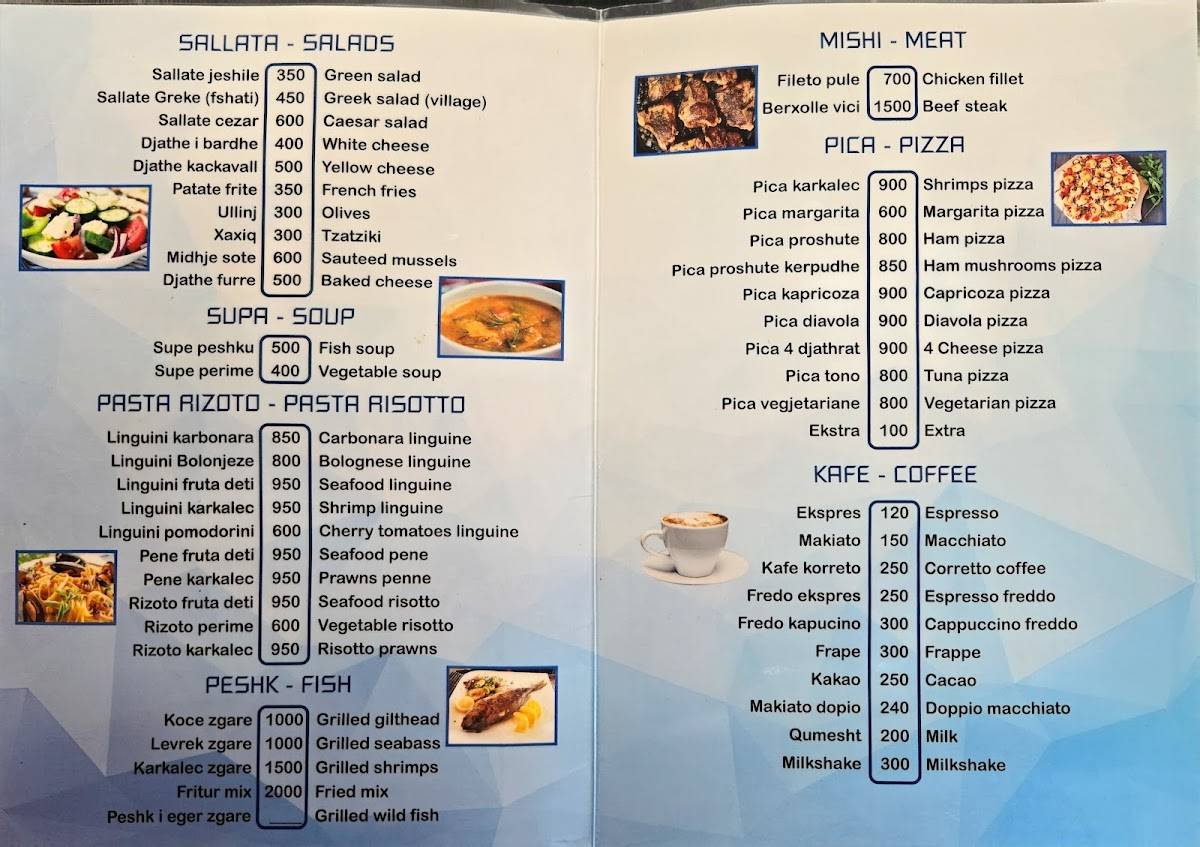 Speisekarte von Blue diamond restaurant, Ksamil