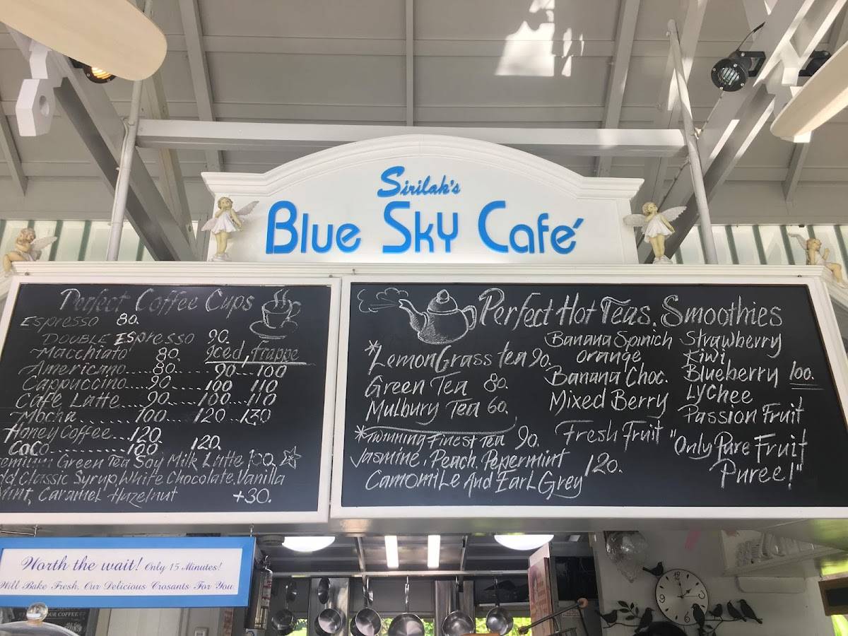 Menu at Blue sky cafe, Pak Kret