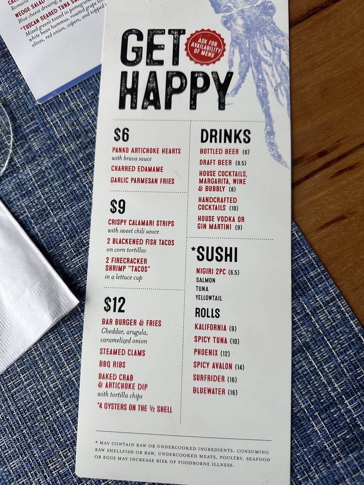 Menu at Bluewater Boathouse Seafood Grill Coronado pub & bar, Coronado ...
