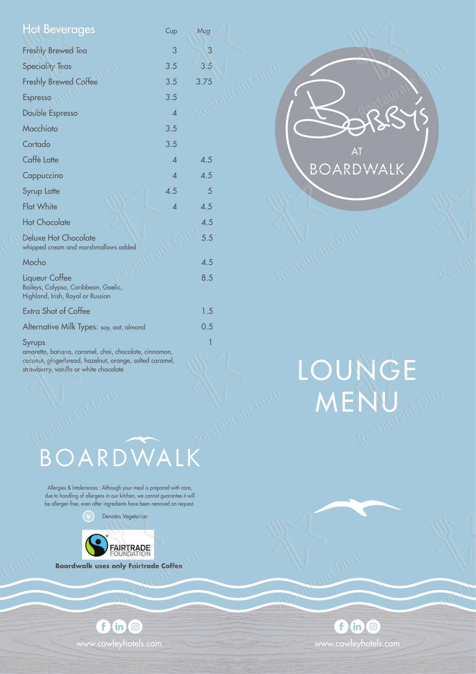 Menu at Sea-Salt restaurant, Falkirk
