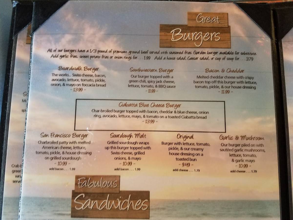 Menu at Boardwalk Grill restaurant, Discovery Bay