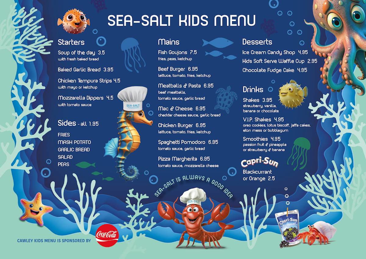 Menu at Sea-Salt restaurant, Falkirk