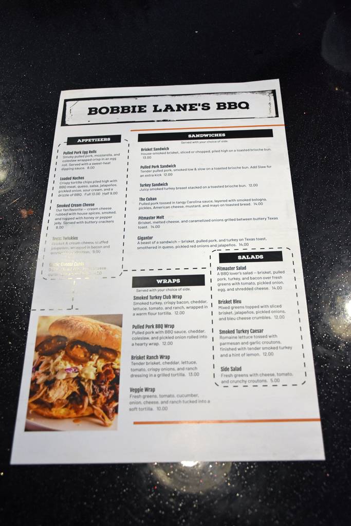 Carta de Bobbie Lanes BBQ, Decatur