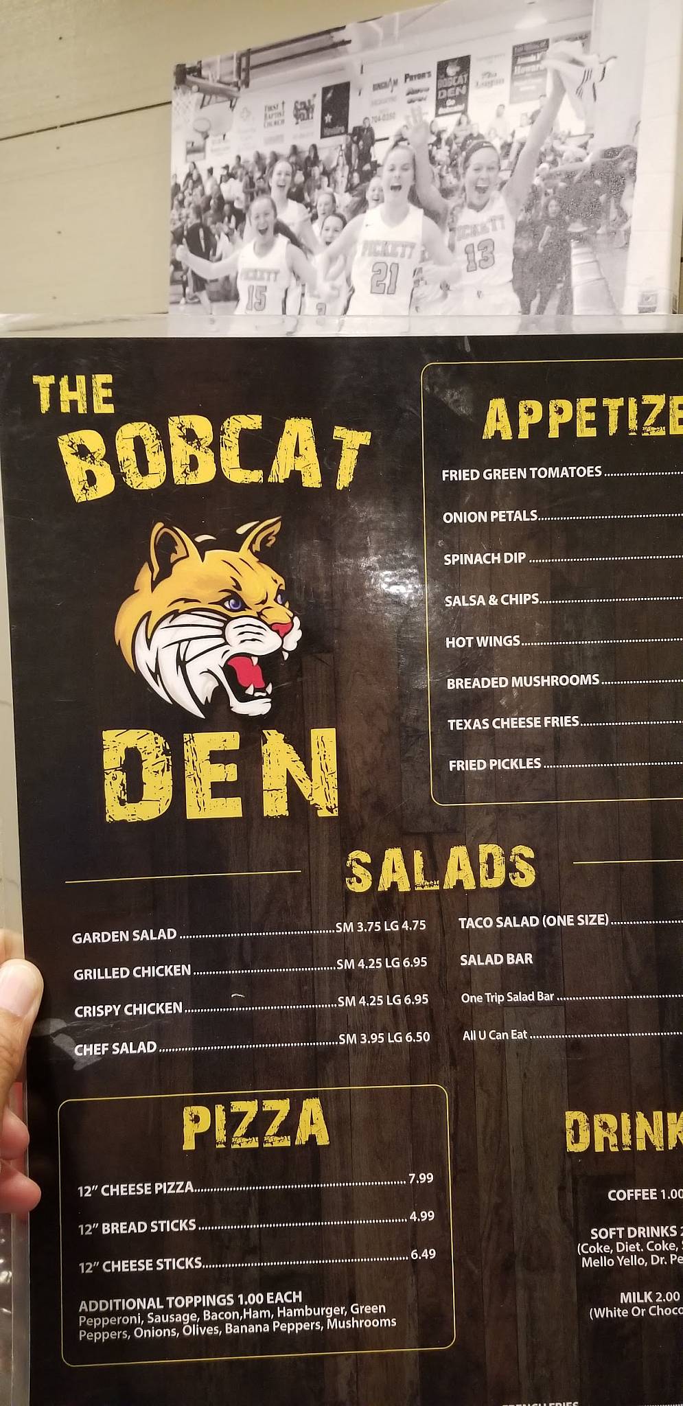 Menu at Bobcat Den restaurant, Byrdstown, TN-111