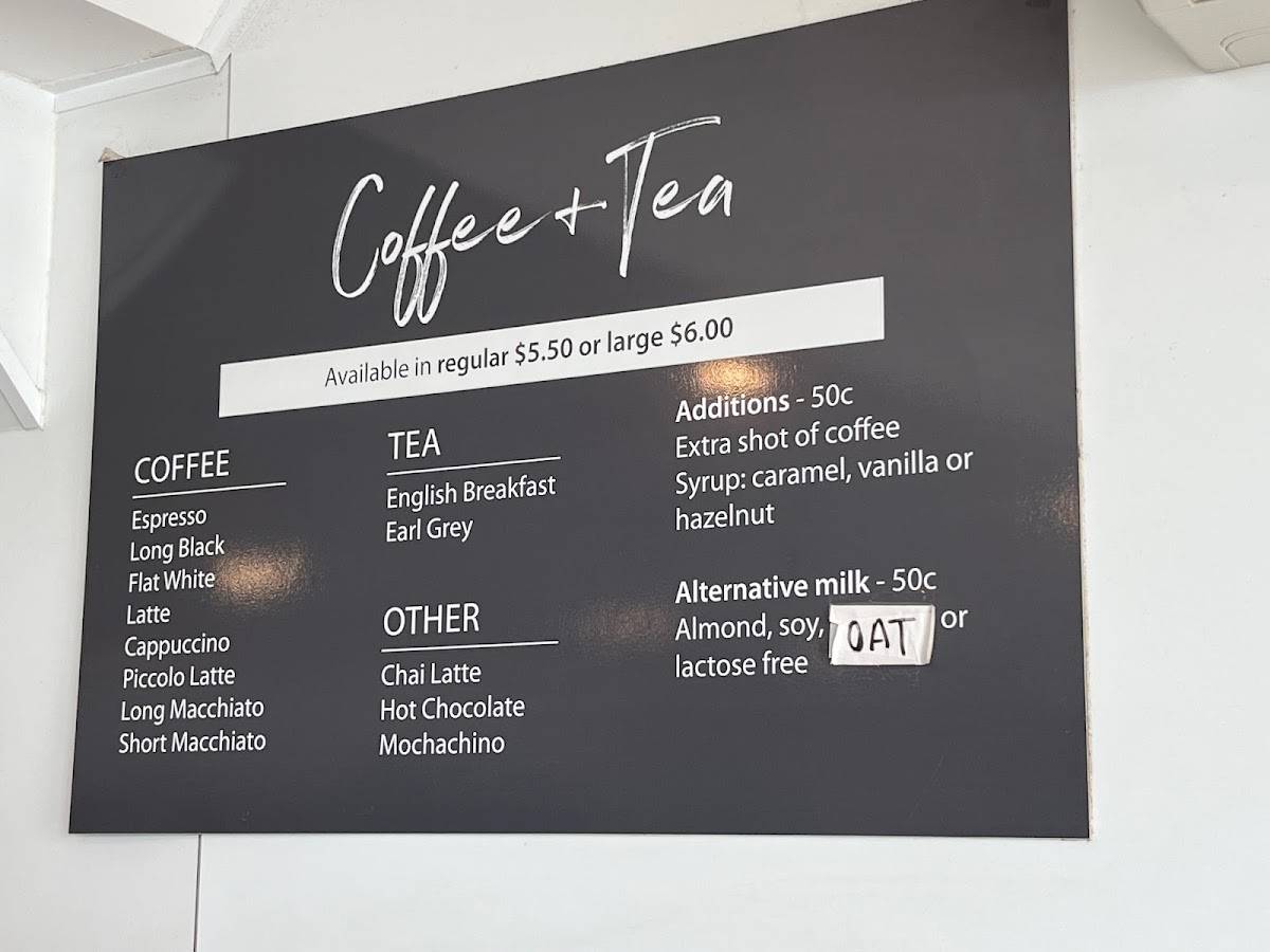 Menu at Bob's Bakery, Hamilton Island