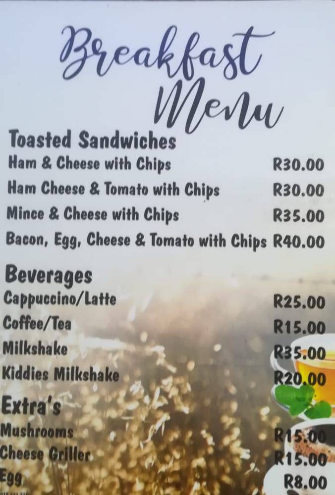 Menu at Boere Boss restaurant, Orkney