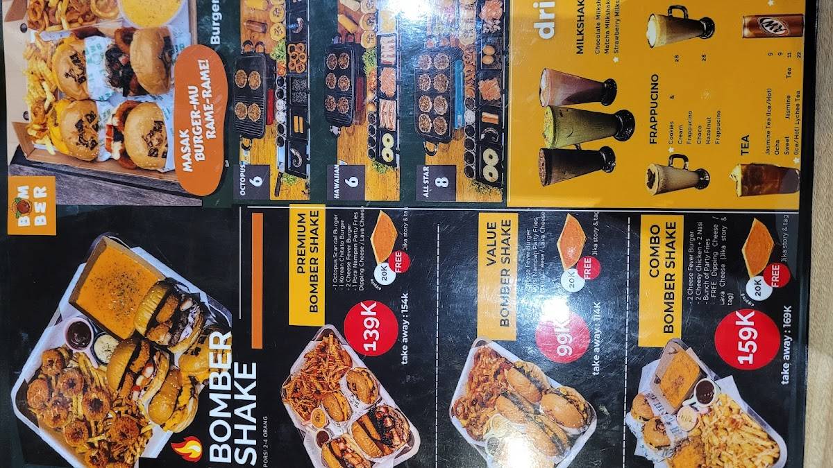 Menu at Bomber Burger restaurant, Bandung, Jl. Dr. Otten No.1