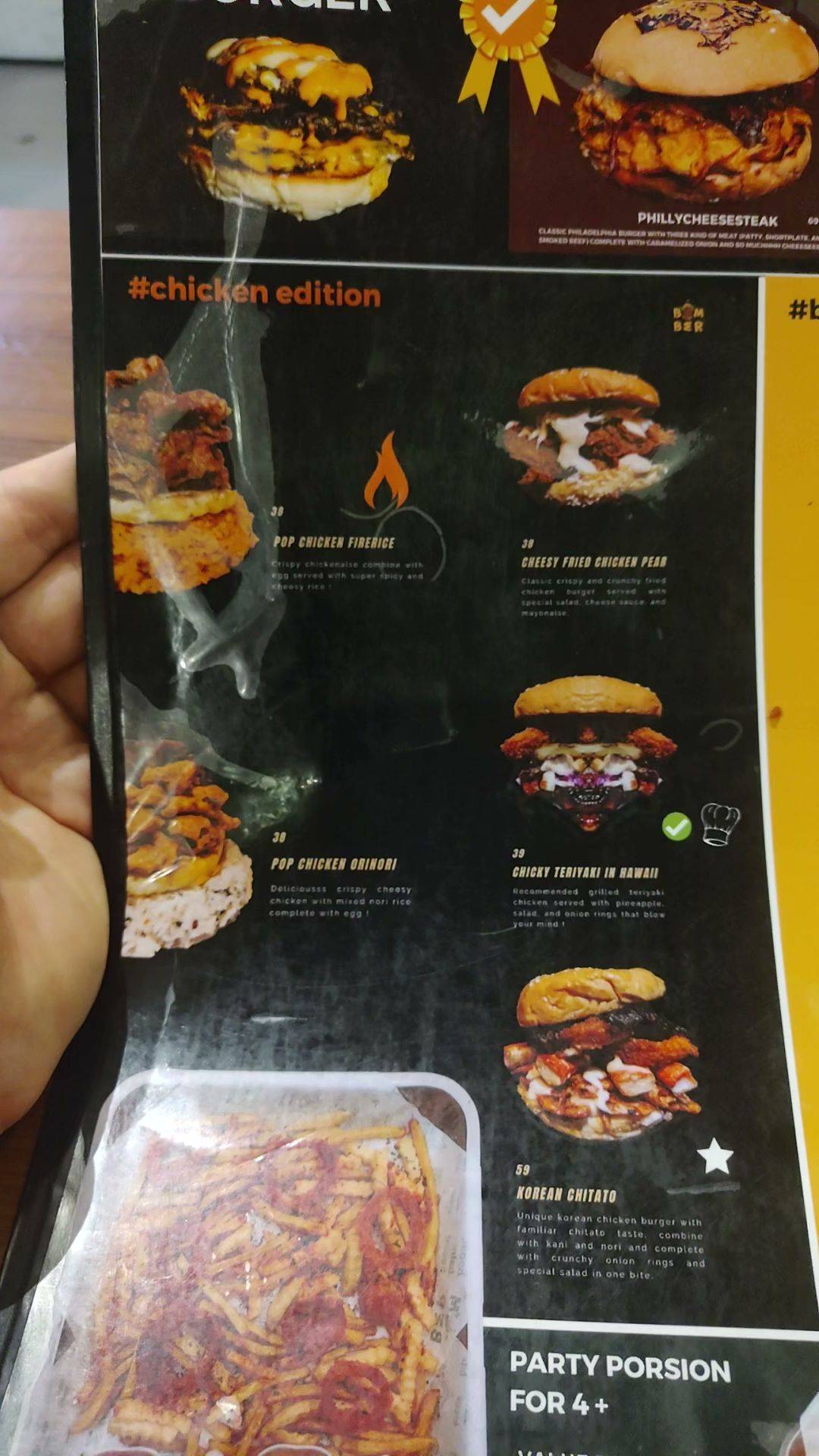Menu at Bomber Burger restaurant, Bandung, Jl. Dr. Otten No.1