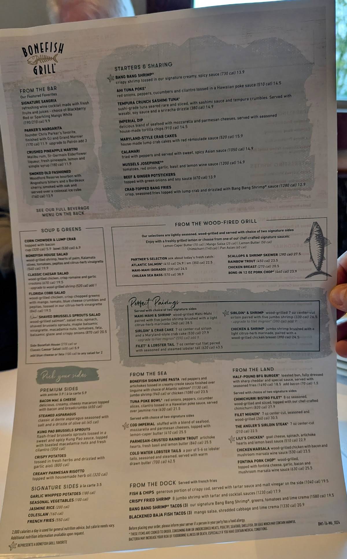 Menu at Bonefish Grill restaurant, Columbus, Polaris Pkwy