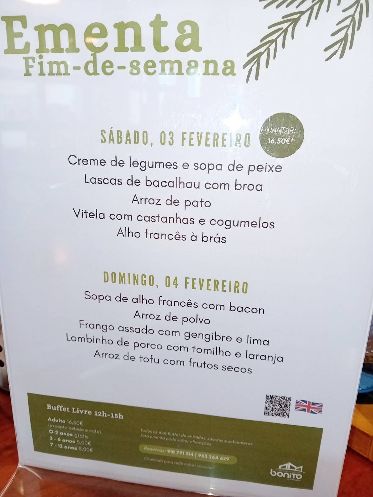 Menu at Bonito by Trincanela restaurant, Entroncamento