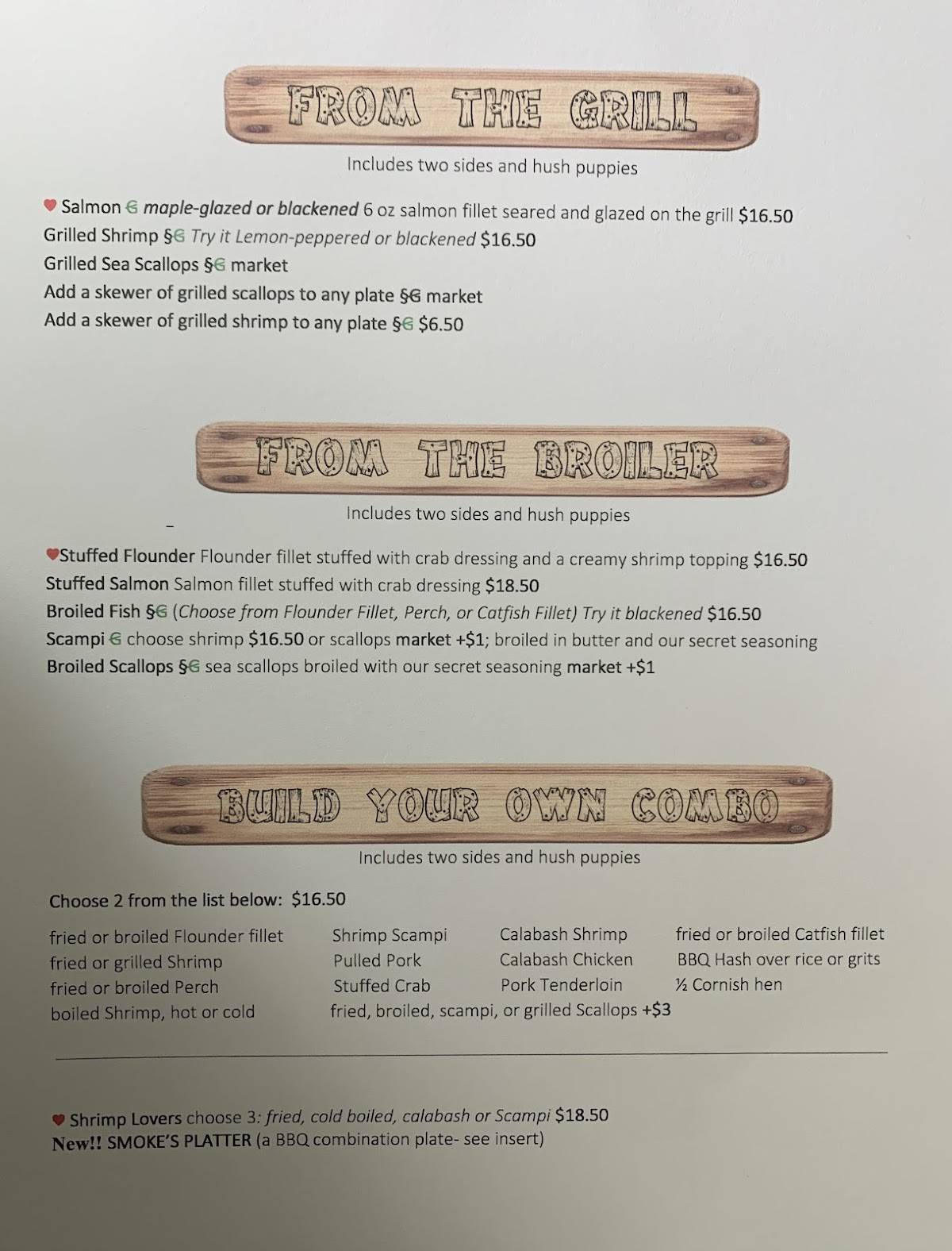 Menu at Boondocks Fish Camp & Smoke House BBQ, Gray Court