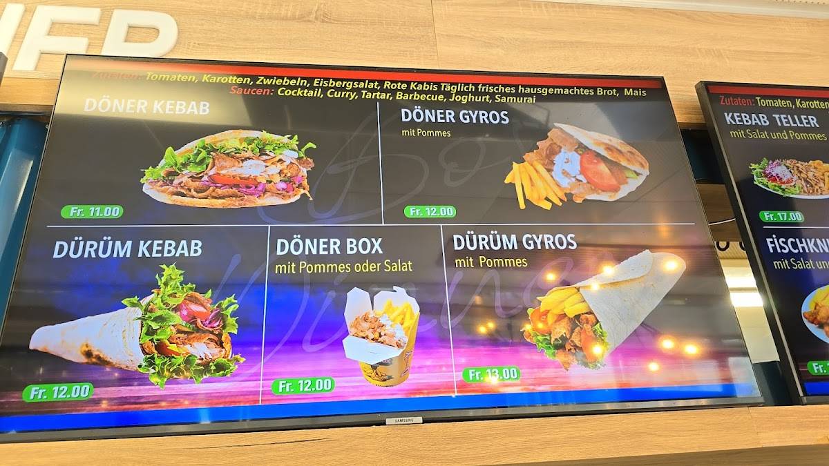 Menu at Bos Diner, Kappel