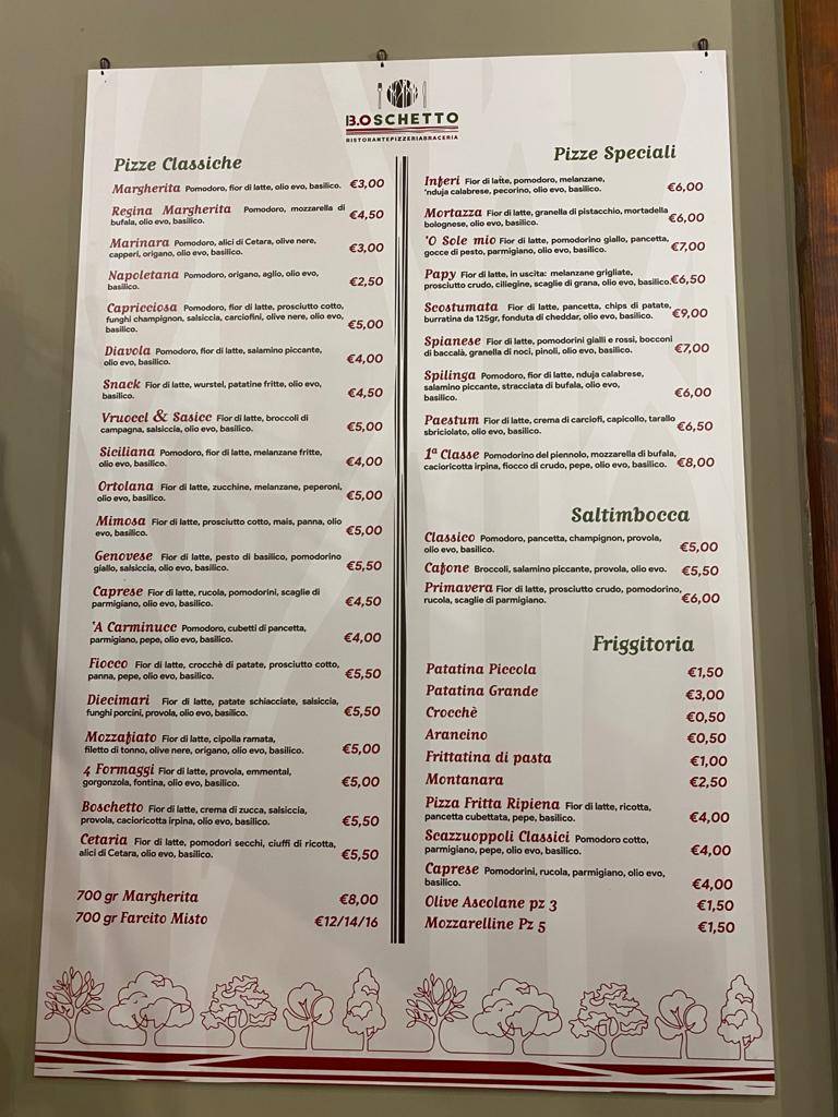 Menu da Boschetto 3.0 Ristorante Pizzeria Braceria, Mercato San Severino