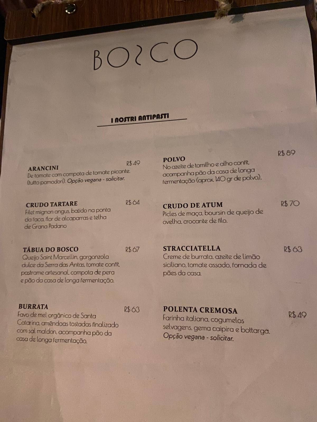 Menu em Bosco Restaurante, São Paulo