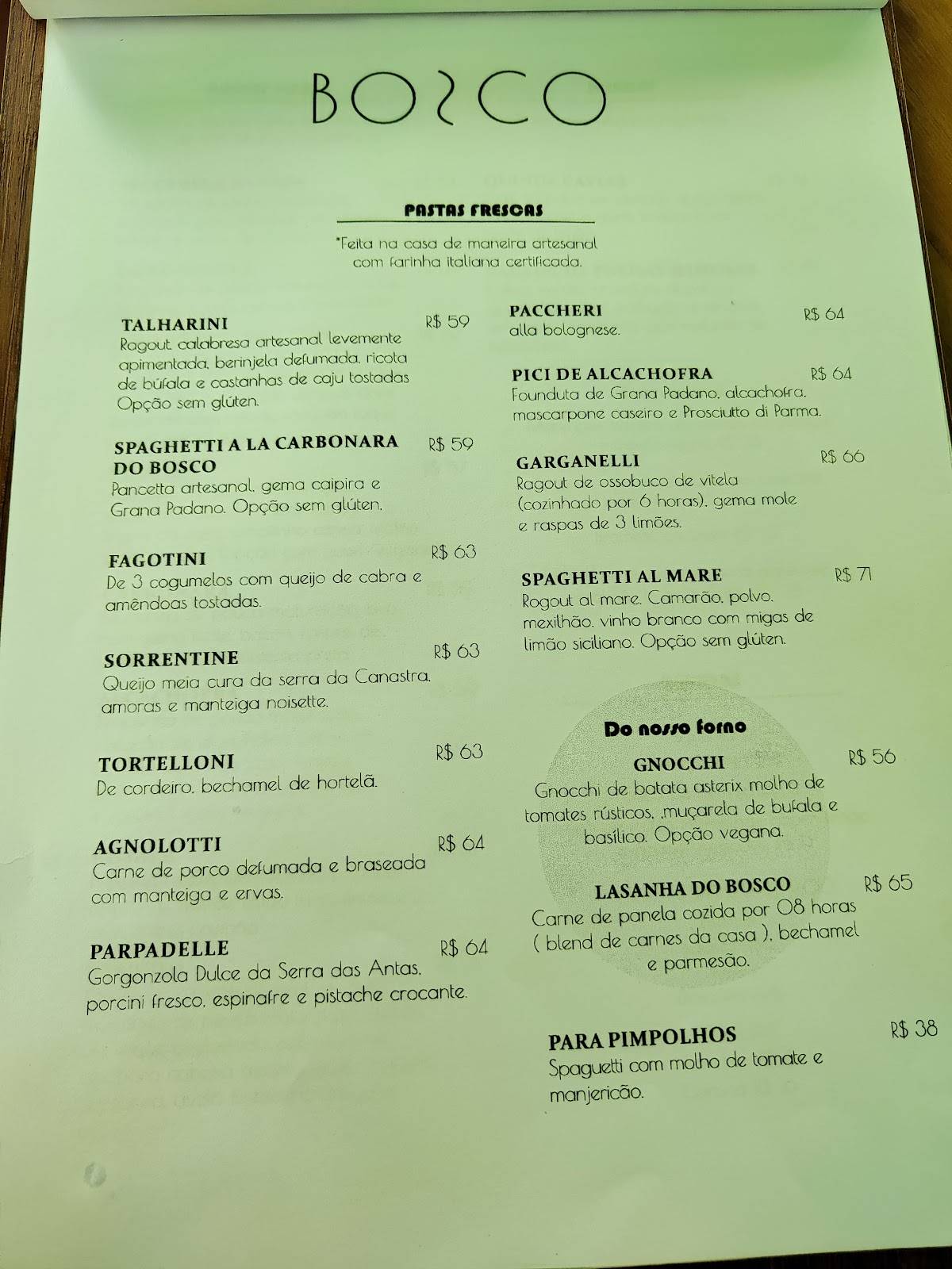 Menu em Bosco Restaurante, São Paulo