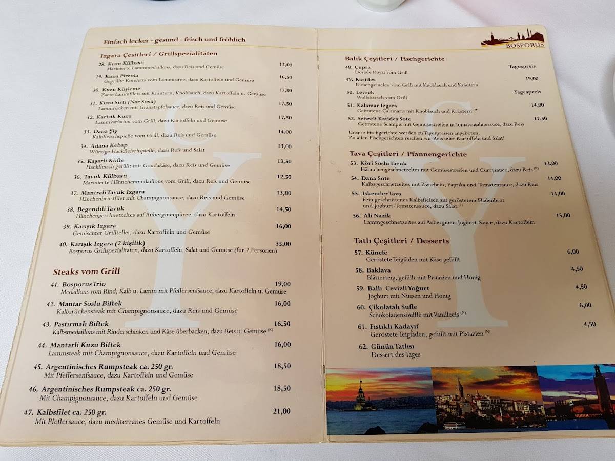 Speisekarte von Restaurant Bosporus, Dortmund