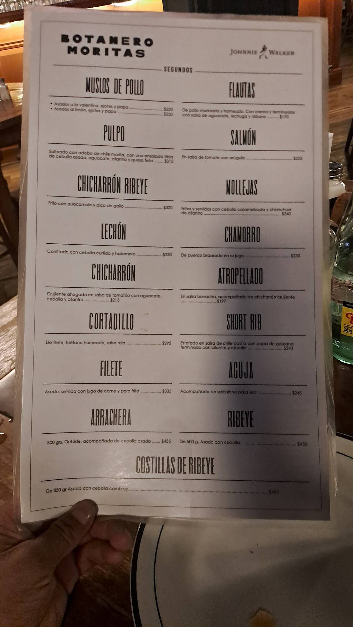 Carta del pub y bar Botanero Moritas San Pedro, San Pedro Garza García ...
