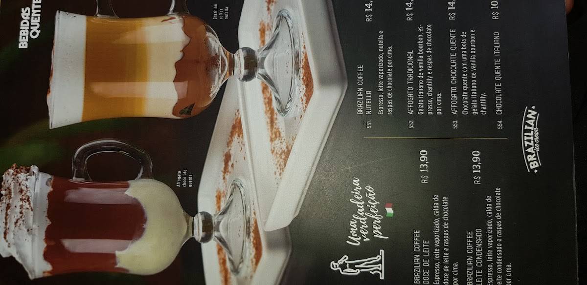 Menu em Brazilian Ice Cream - Asa Sul café, Brasília, bloco A - Q CLS 209