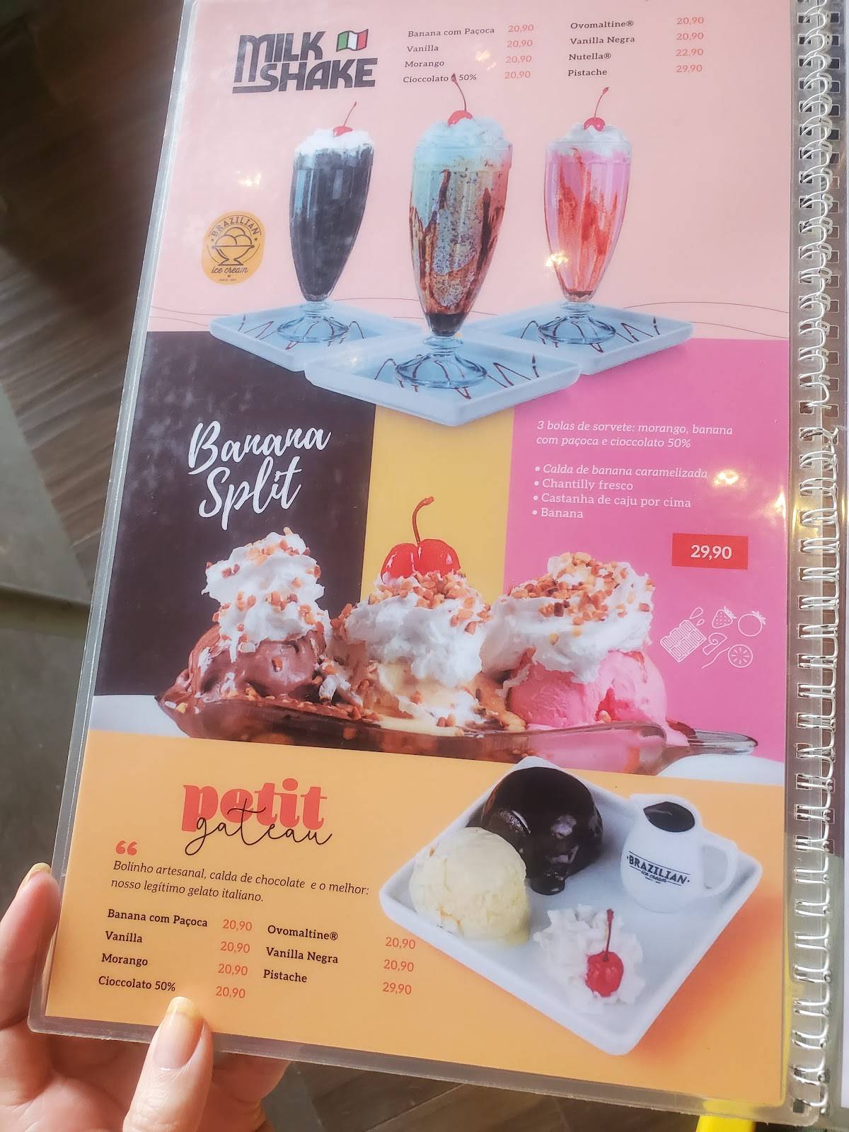 Menu em Brazilian Ice Cream - Asa Sul café, Brasília, bloco A - Q CLS 209