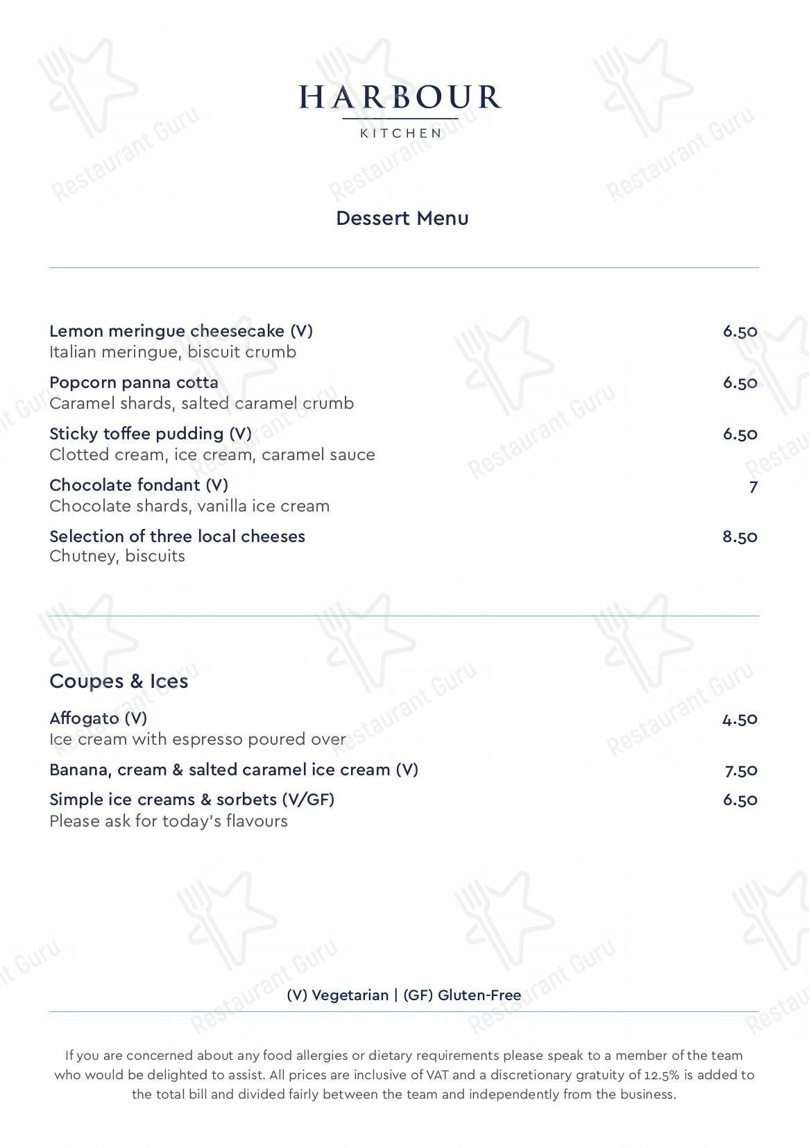 Menu at Harbour Kitchen & Bar, Bristol