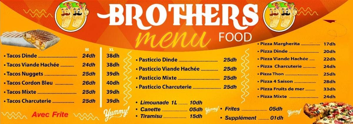 Menu au Brothers food restaurant, Meknes