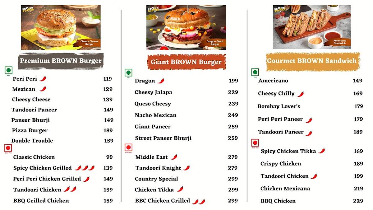 Menu at Brown Burger Co. Chandra Layout, Bengaluru