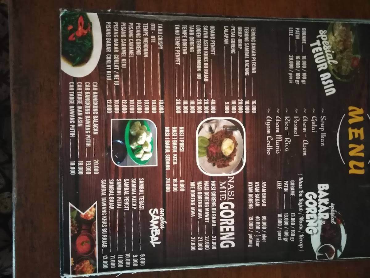 Menu at Bu Rajab Cottage Dan Kolam Pancing restaurant, Sukosari