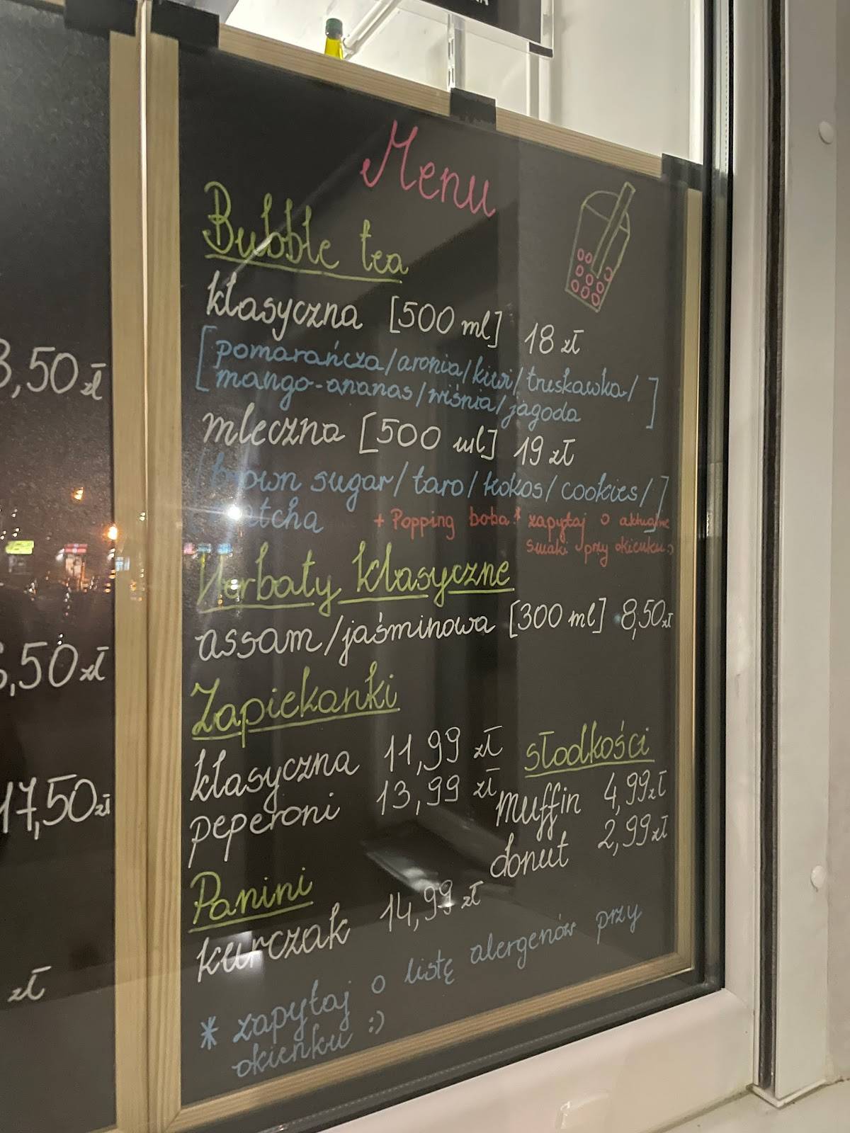 Menu at Bubble Café Wawrzyszew cafe, Warsaw