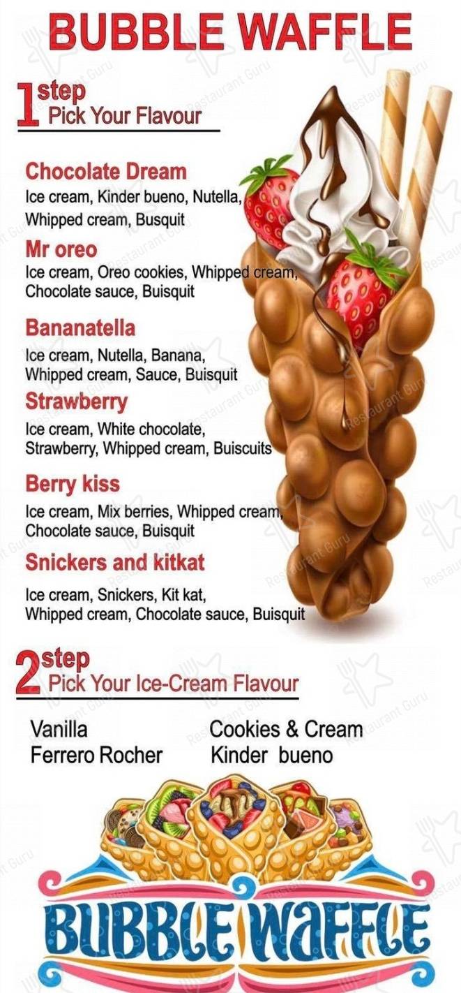 Carta del restaurante Bubble Waffle, Sliema, 236-239 Tower Road