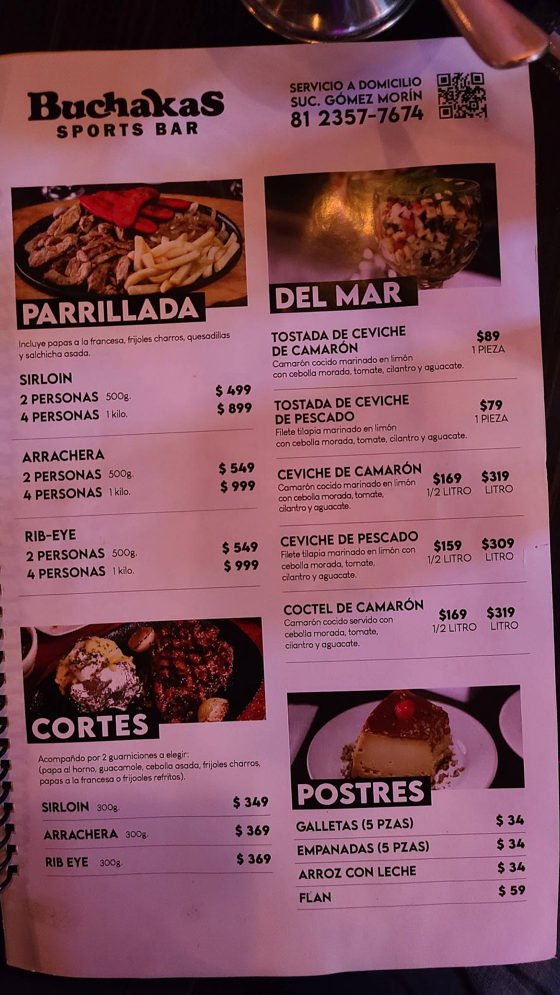 Carta de Buchakas Sports Bar Gomez Morin, San Pedro Garza García, Av ...