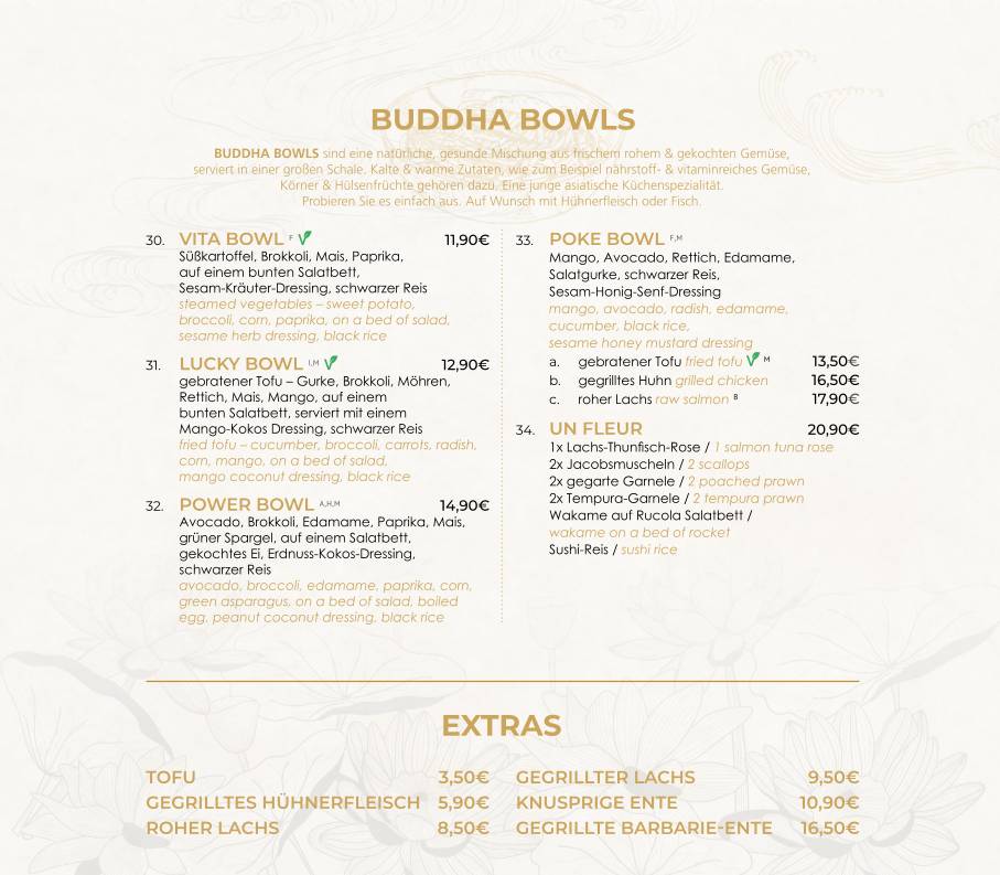 Speisekarte von Buddha Lounge restaurant, Flensburg