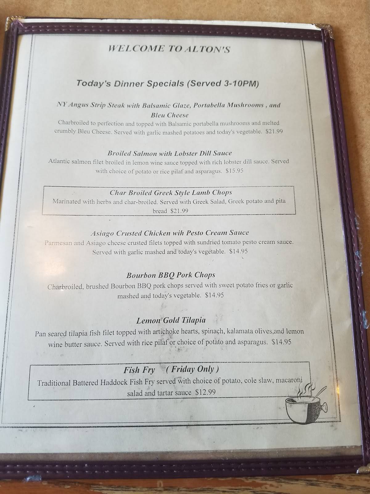 Menu at Alton's Restaurant - Cheektowaga, Buffalo, Walden Ave