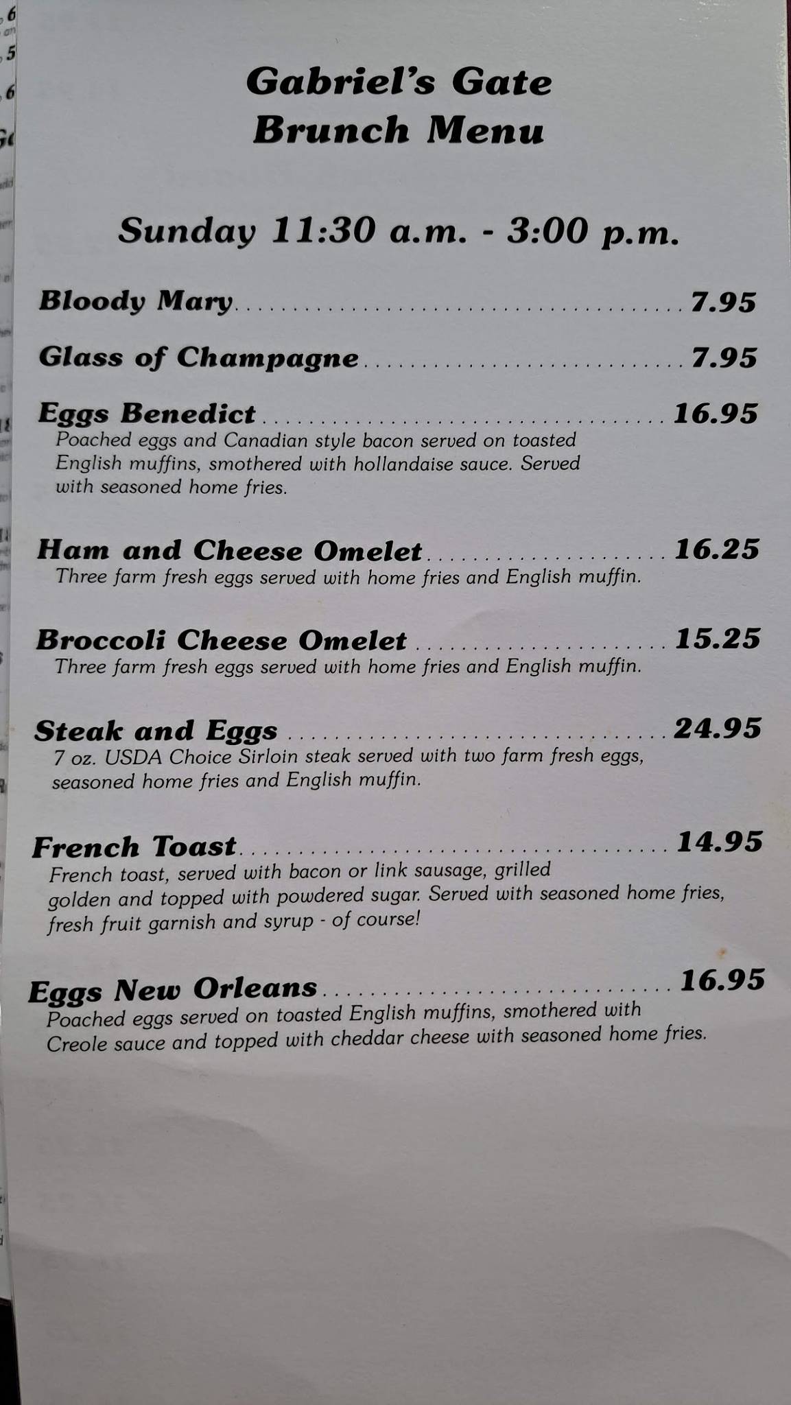 Menu at Gabriel's Gate pub & bar, Buffalo