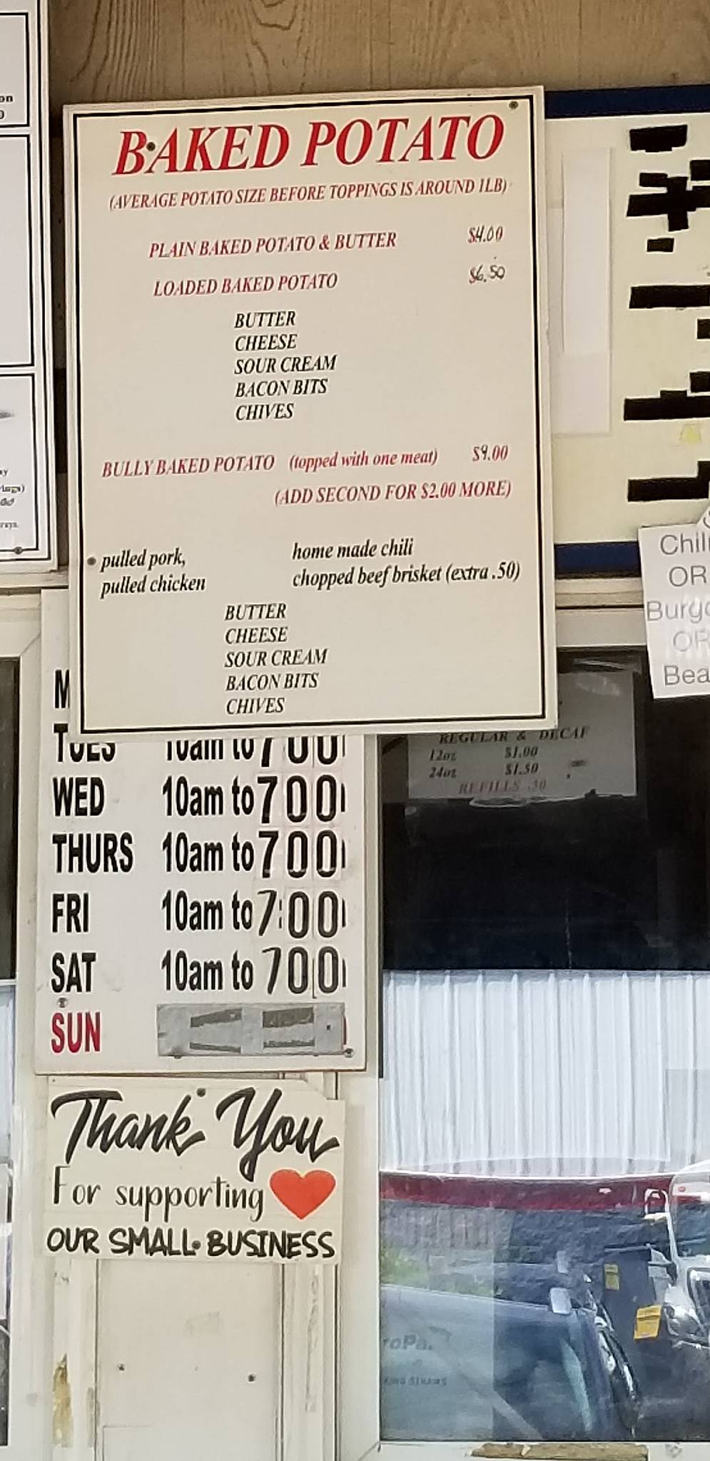 Menu at Bully Barbeque, La Grange, W U.S. Hwy 42