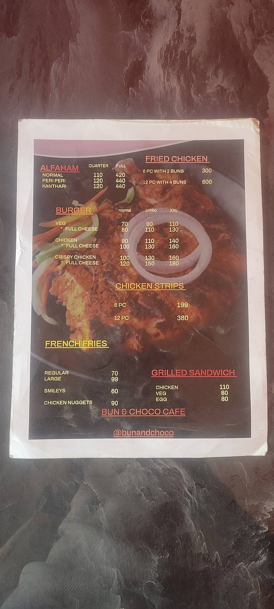 Menu at Bun & Choco Cafe, Koovappady