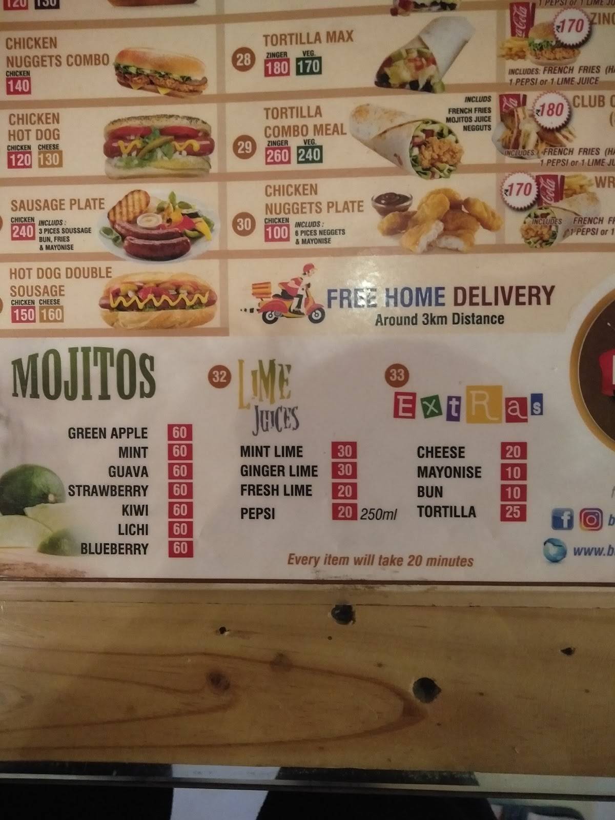 Menu at Burger hub, Guruvayur