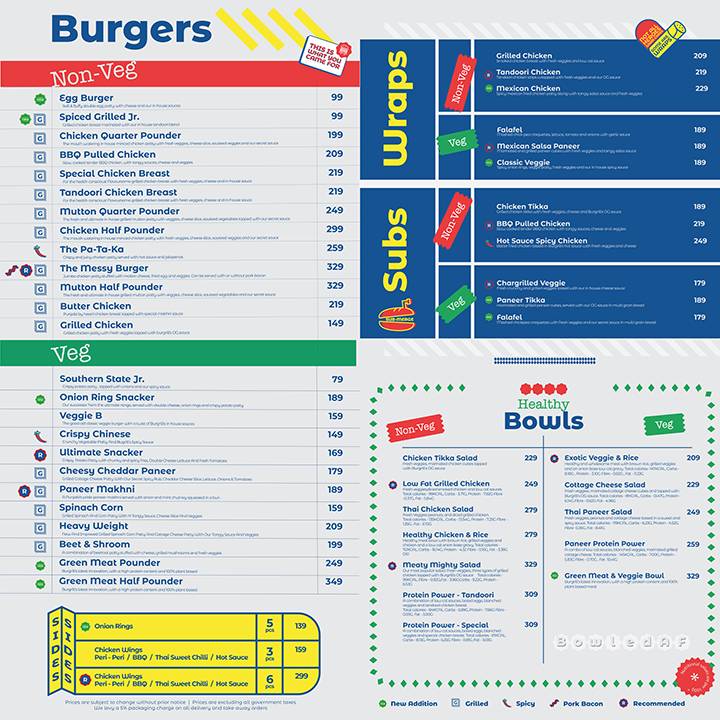 Menu at Burgrill, Hisar