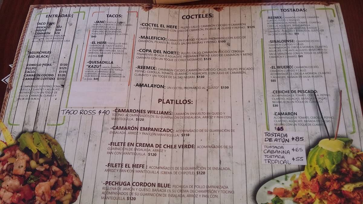 Carta del restaurante Burros y Mariscos El HEFE, Hermosillo