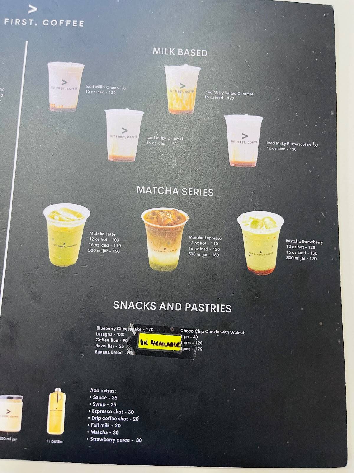 Menu at But First, Coffee - NFT Araneta Cubao, Quezon City