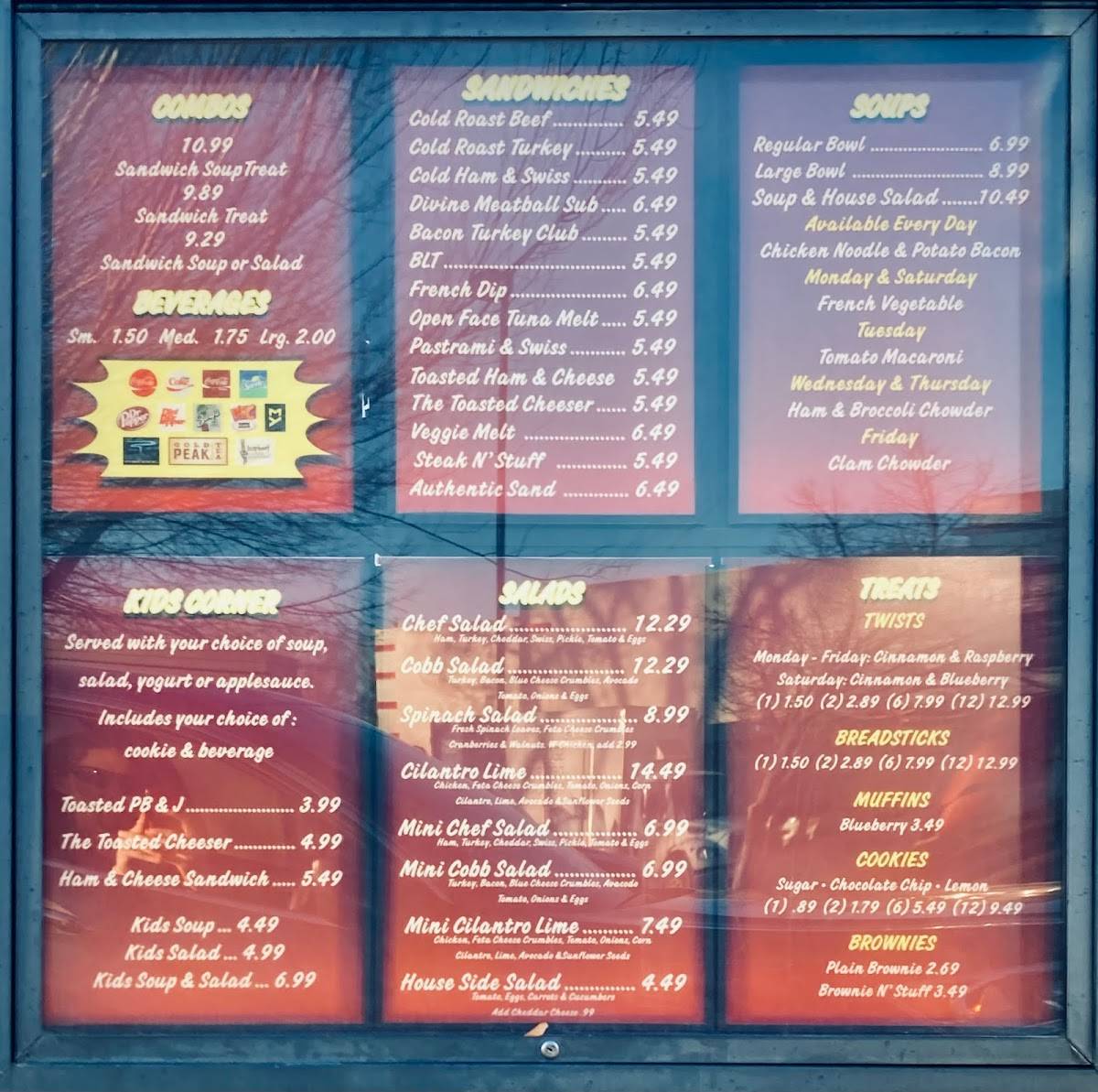 Menu at ButterBurr's Lickety Split restaurant, Pocatello