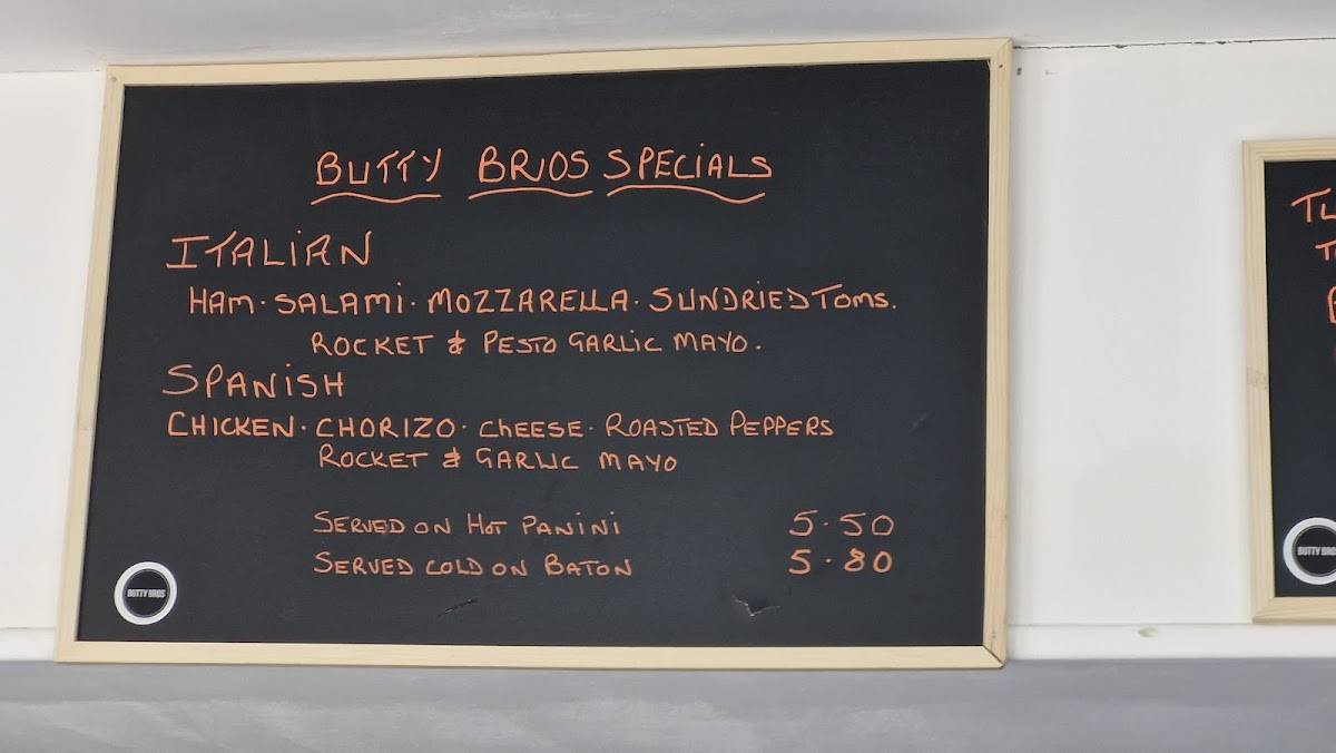 Menu at Buttylicious fast food, Blackpool