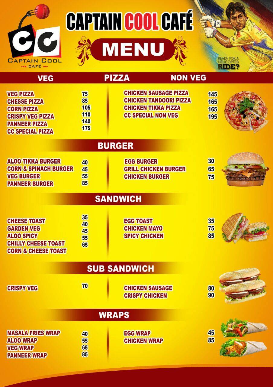 Menu at C C Captain Cool Cafe, Chennai
