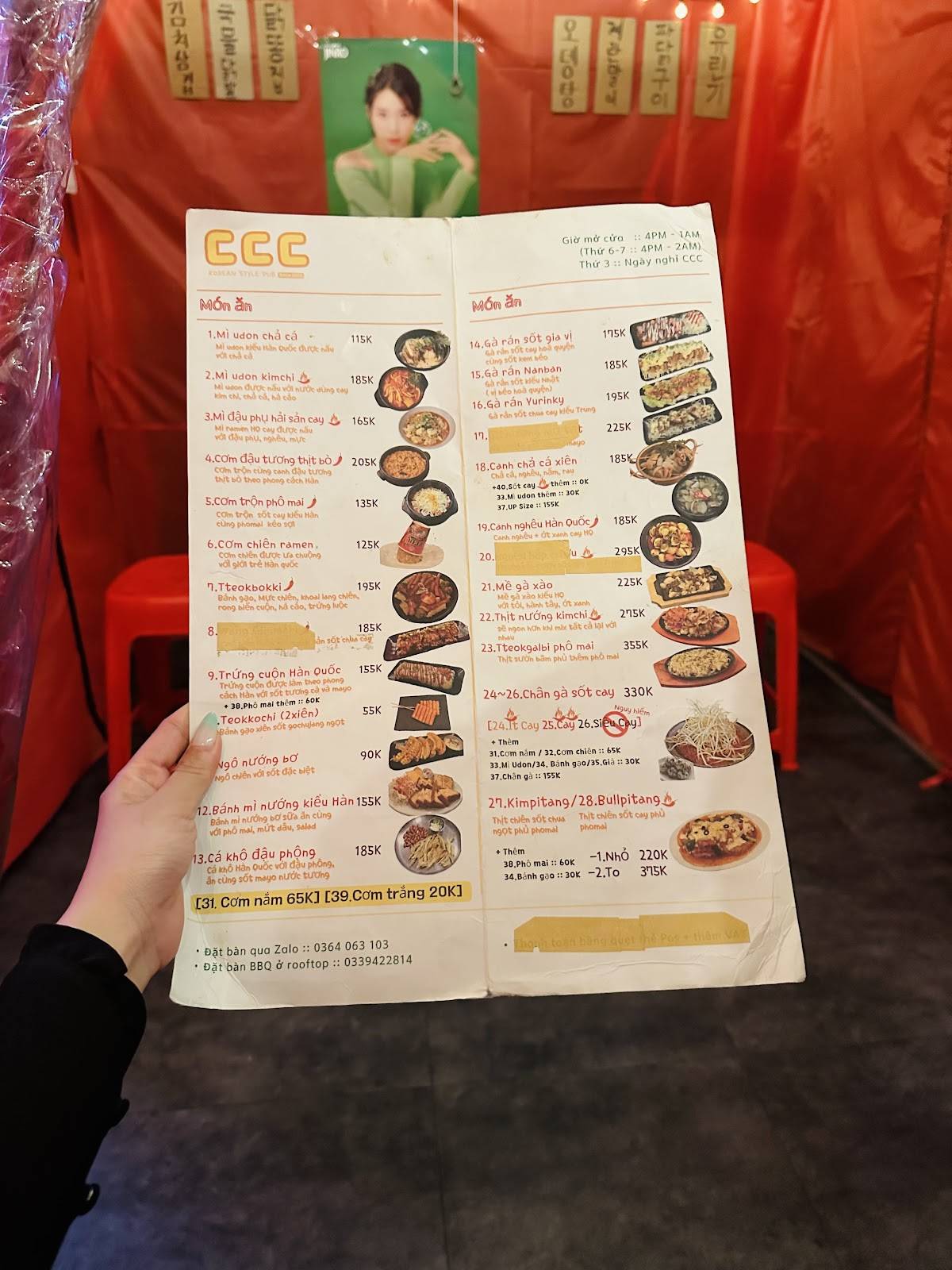 Menu at 쎄쎄쎄 포차 CCC Korean Street Pub, Ho Chi Minh City
