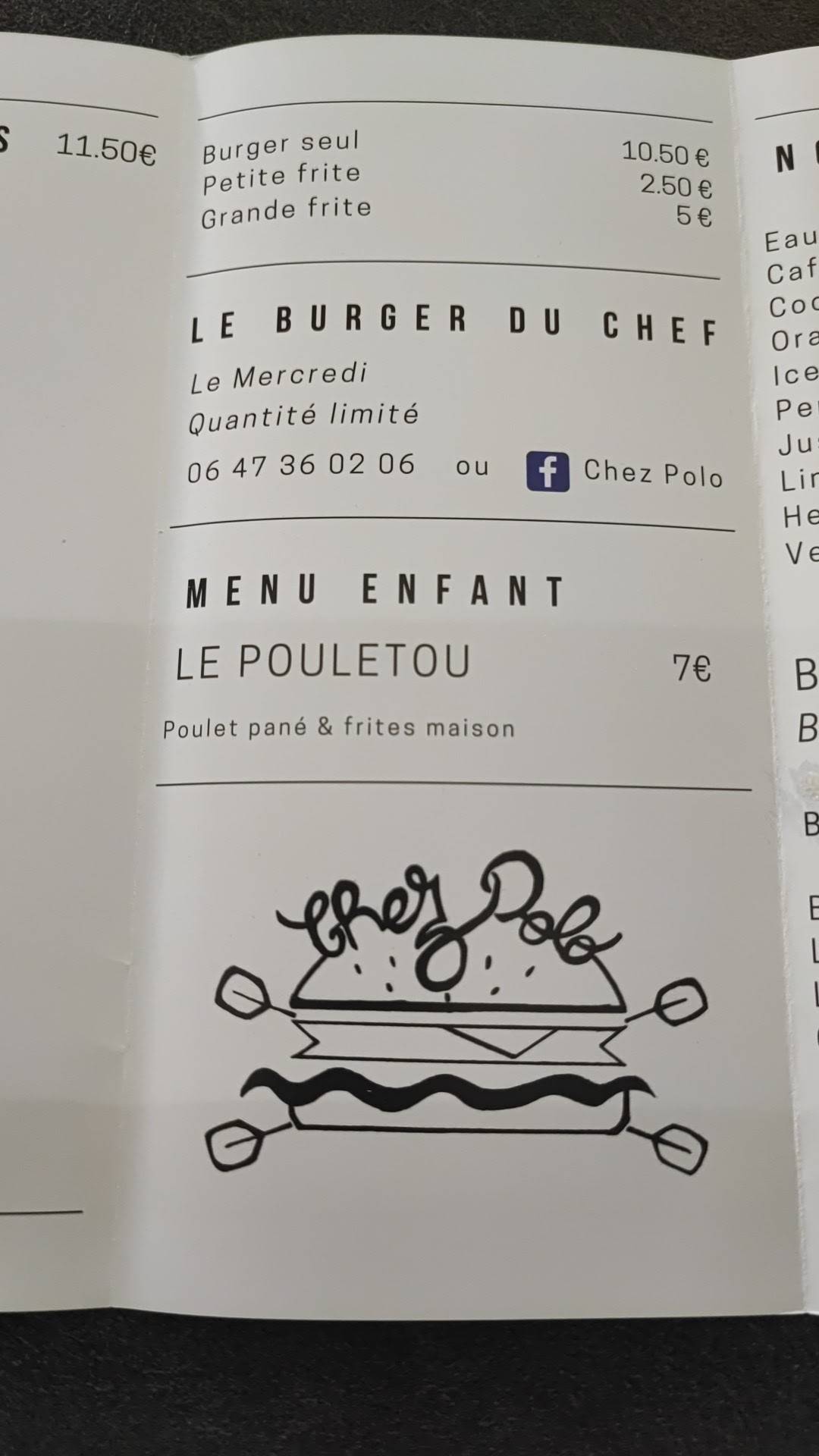 Menu at CHEZ POLO restaurant, Soueix-Rogalle