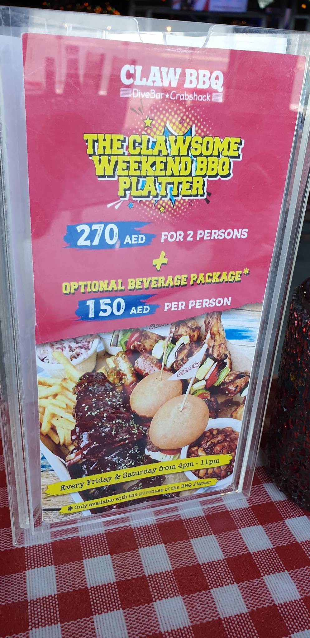 Menu at CLAW BBQ RAK, Al Jazirah Al Hamra