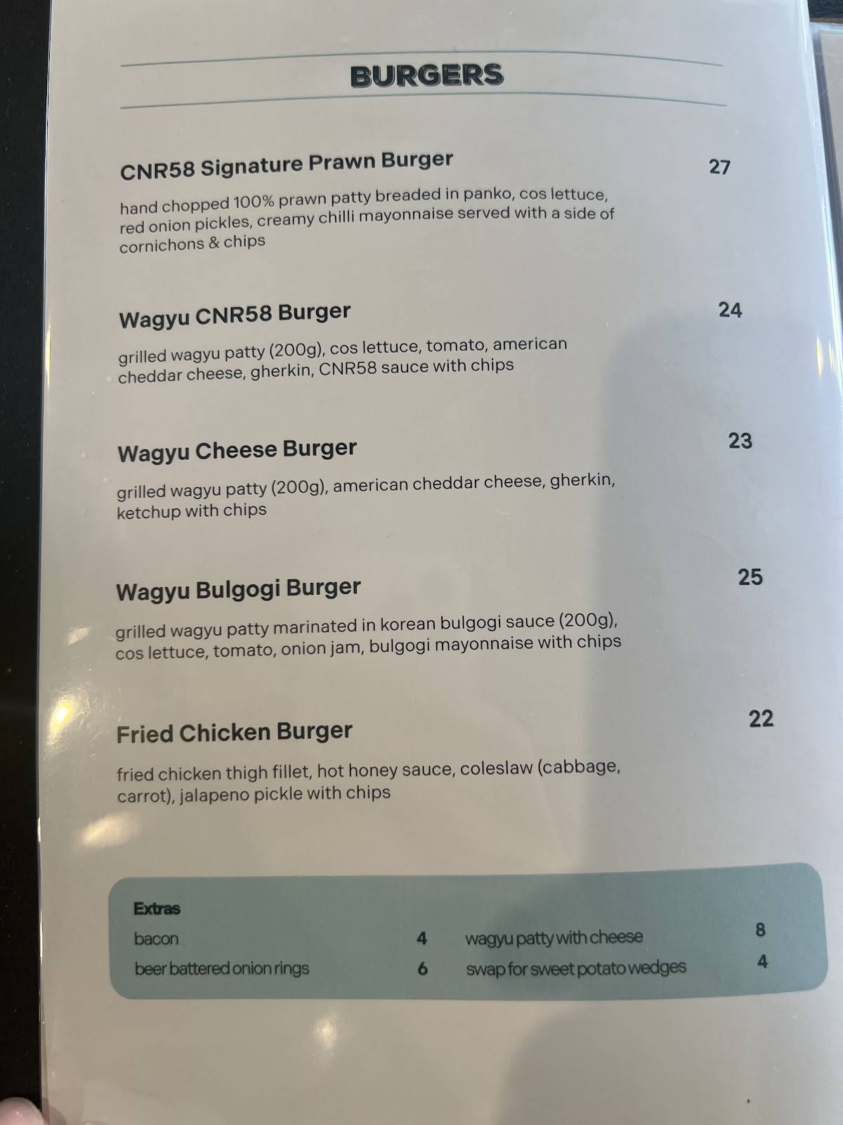 Menu at CNR58 Cafe & Restaurant, Concord