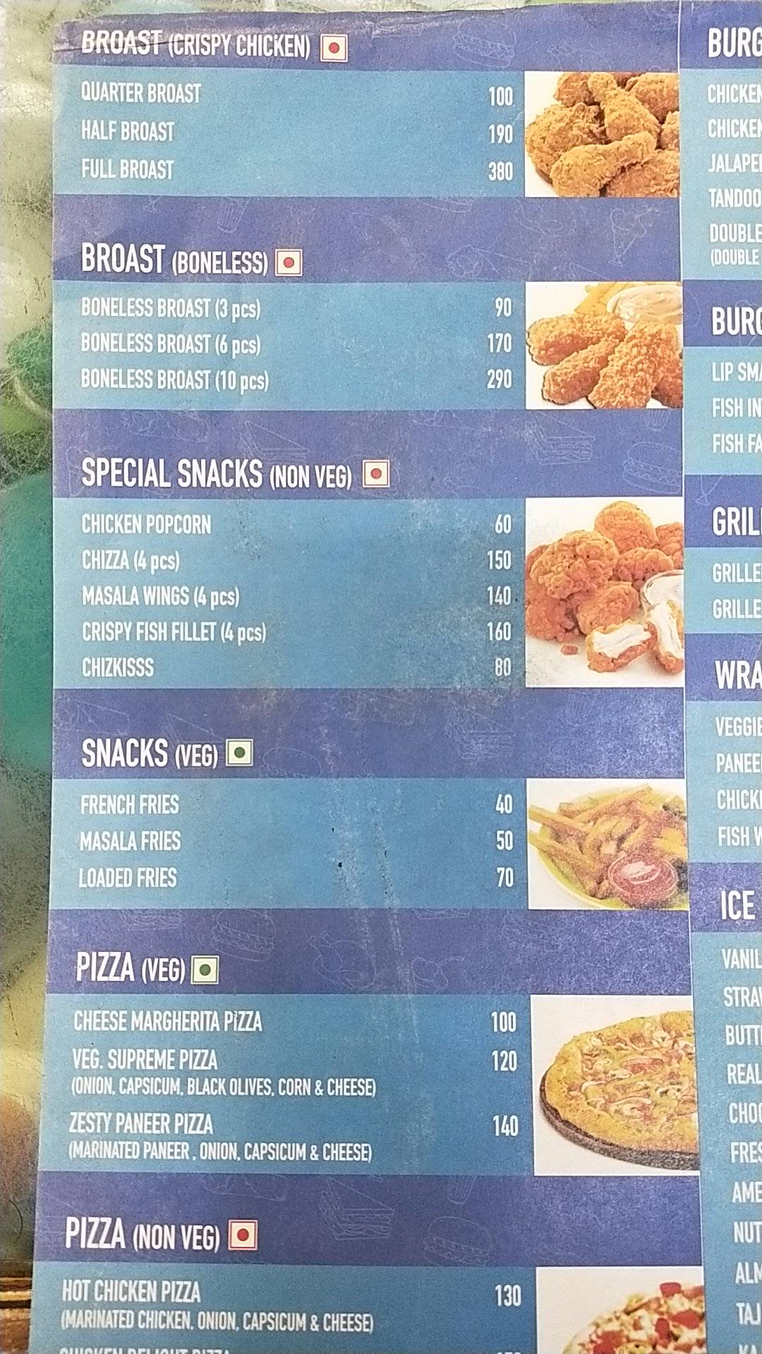 Menu at CRISPERS, Delhi