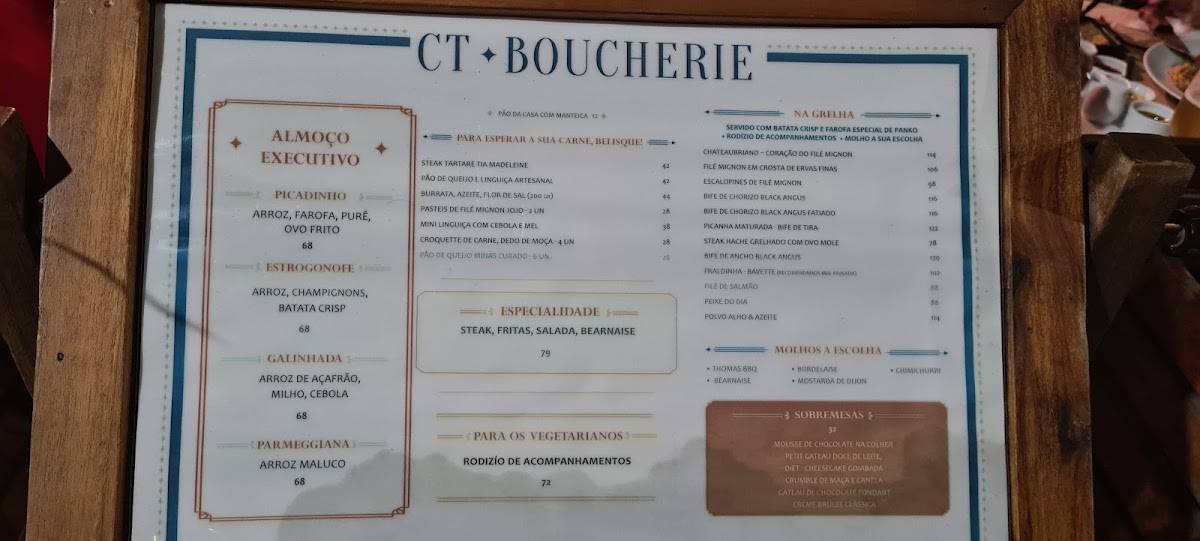 Menu em CT Boucherie churrascaria, Rio de Janeiro, Rua Dias Ferreira
