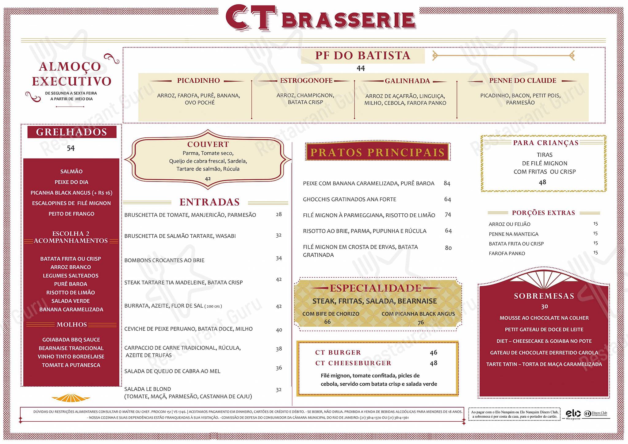 Menu em CT Boucherie churrascaria, Rio de Janeiro, Rua Dias Ferreira